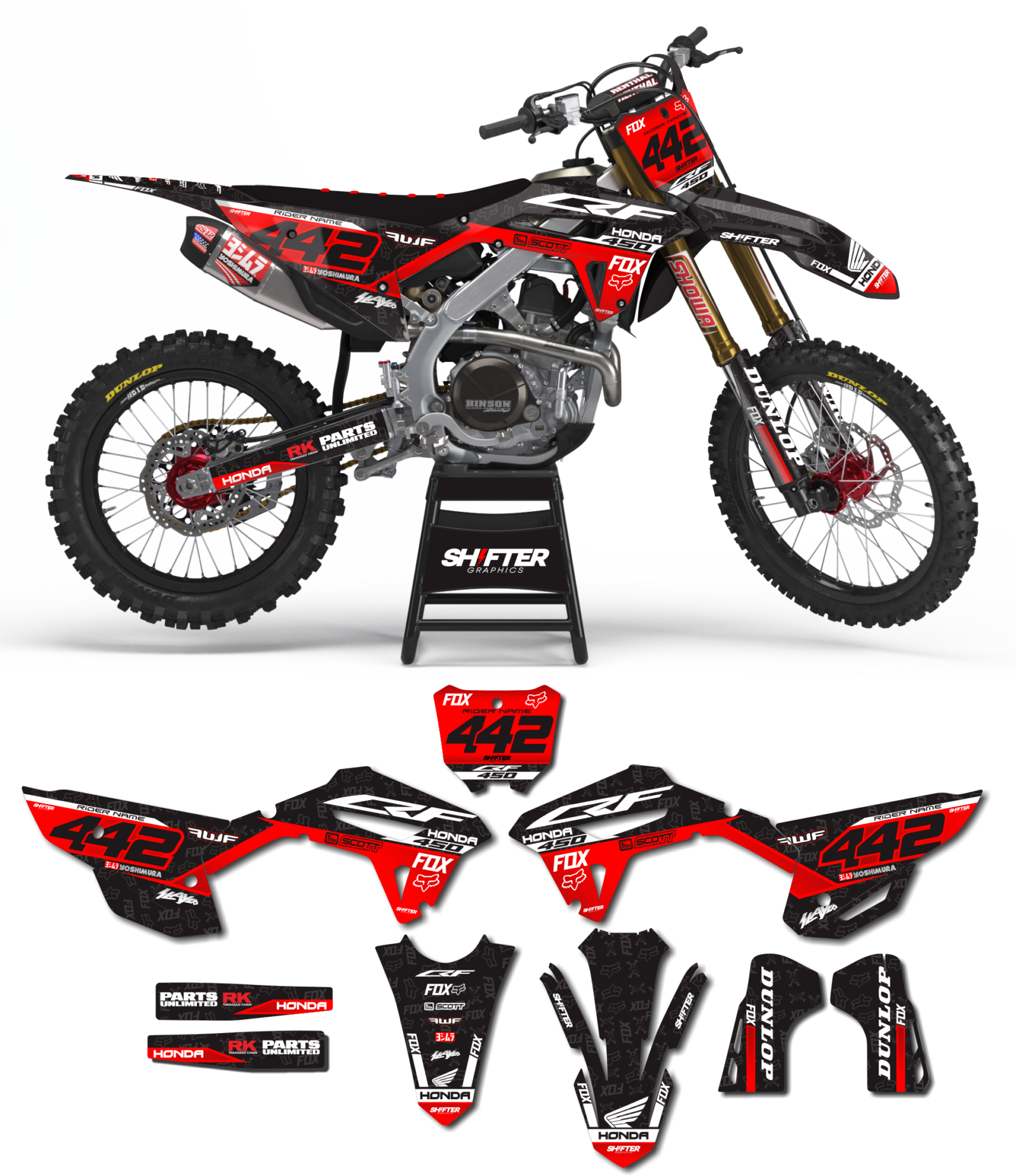 KIT DÉCO Motocross HONDA DIZER RED – SHIFTER GFX
